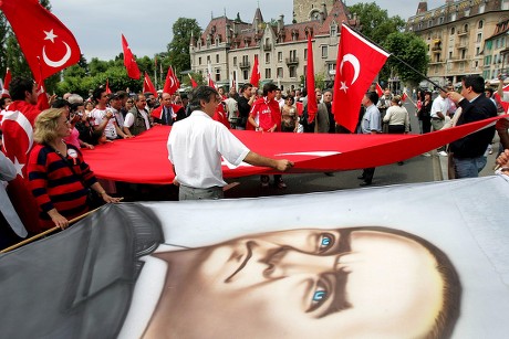 Turkish Nationalists Hold Portrait Mustafa Kemal Editorial Stock Photo ...