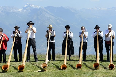 About 150 Alphorn Players Perform During Editorial Stock Photo - Stock ...