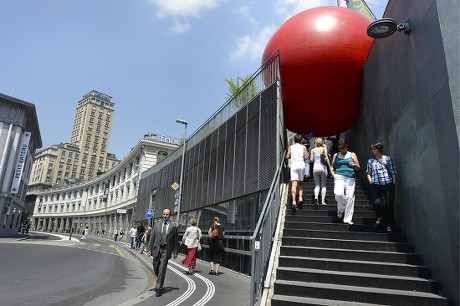 People Walk Past Huge Red Ball Editorial Stock Photo - Stock Image ...