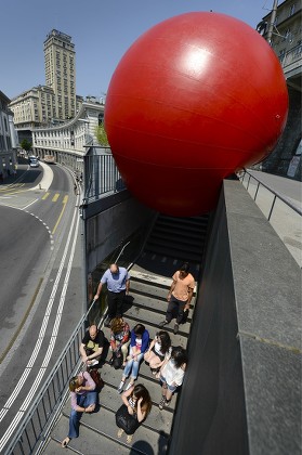 People Walk Past Huge Red Ball Editorial Stock Photo - Stock Image ...