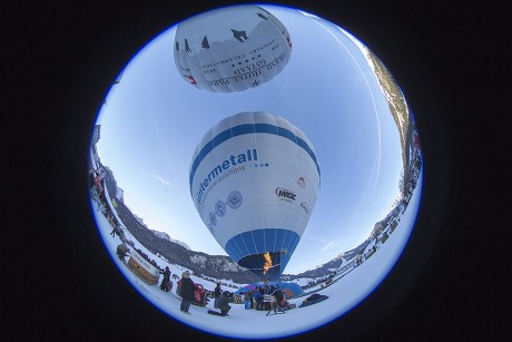 Picture Taken Fisheye Lens Shows Balloonists Editorial Stock Photo ...