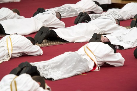 Priests Pray On Floor During Mass Editorial Stock Photo - Stock Image ...