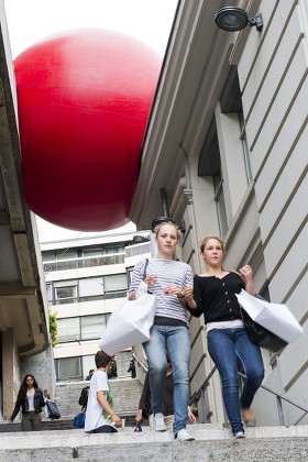 People Walk Past Huge Red Ball Editorial Stock Photo - Stock Image ...
