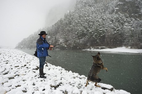 Kurt Herrman His Dog Jessy Fish Editorial Stock Photo - Stock Image ...