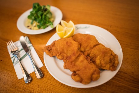 Two Wiener Schnitzel Breaded Fried Cutlet Editorial Stock Photo - Stock ...