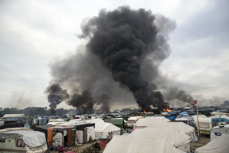 Smoke Billows Fire After Tents Shacks Editorial Stock Photo - Stock ...