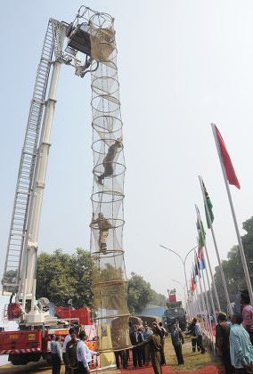 Indian Firemen Show How Use Emergency Editorial Stock Photo - Stock ...