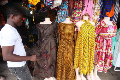 Liberian Man Arranges Dresses Being Showcased Editorial Stock Photo ...