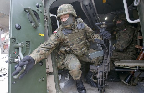 Polish Soldiers Sit Armoured Vehicle During Editorial Stock Photo ...