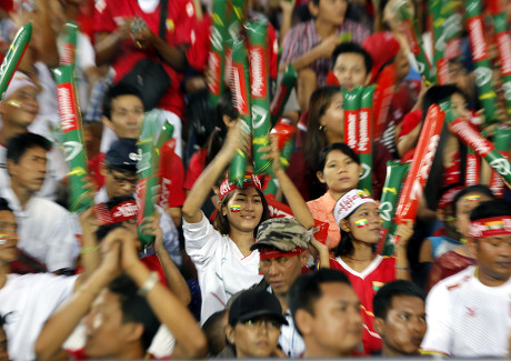 Myanmar Football Fans Cheers During Aff Editorial Stock Photo - Stock ...