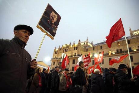 Russian Communist Party Supporter Carry Portrait Editorial Stock Photo ...