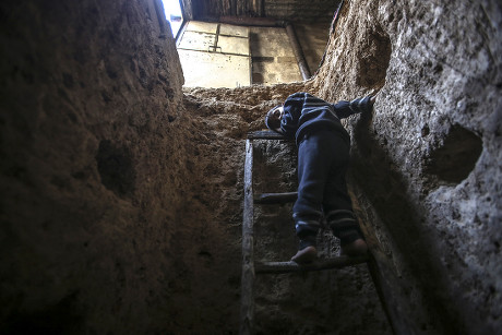 Boy Climbs Stairs Underground Shelter Rebelheld Editorial Stock Photo ...