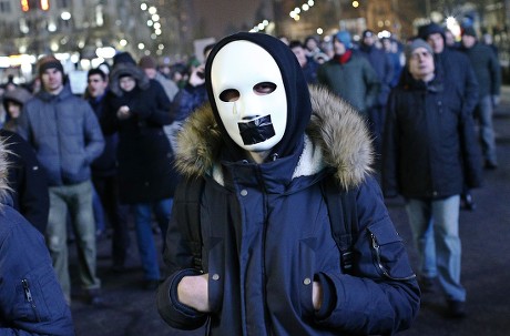 Romanian Masked Young Man Marches Trough Editorial Stock Photo - Stock ...