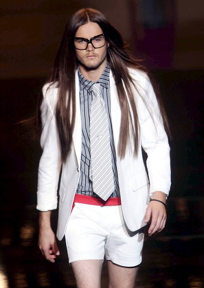 Long Haired Male Model Shows Off Editorial Stock Photo - Stock Image ...