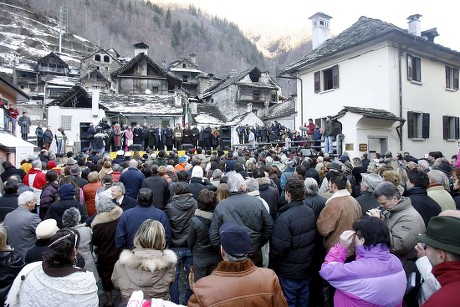 Viganella Residents Attend Inauguration Giant Mirror Editorial Stock ...