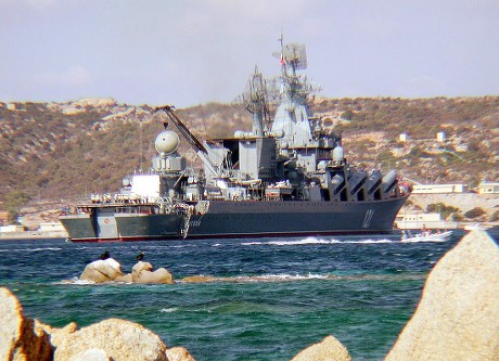 Russian Flagship Launcher Moskva Lies Anchored Editorial Stock Photo ...