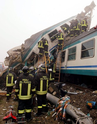 Italian Firefighters Work Wrecked Train Carriages Editorial Stock Photo ...