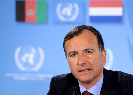 Italian Foreign Minister Franco Frattini Delivers Editorial Stock Photo ...