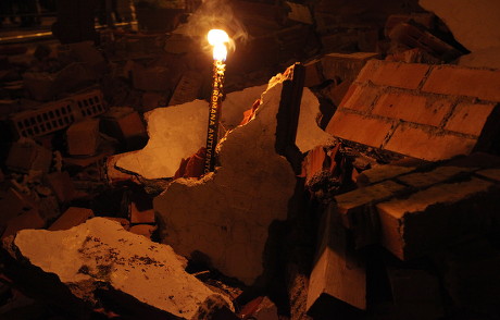 Torch Pokes Out Rubble Prior Torchlight Editorial Stock Photo - Stock ...