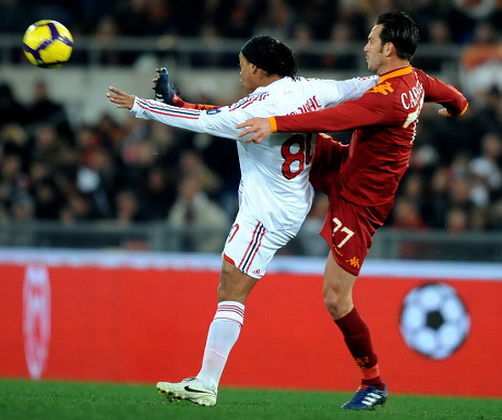 Marco Cassetti R Roma Challenges Ronaldinho Editorial Stock Photo ...