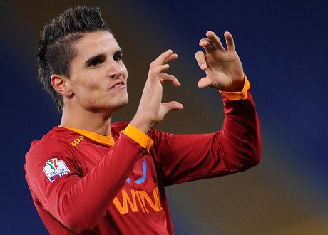 Argentinian Midfielder Roma Erik Lamela Jubilates Editorial Stock Photo ...
