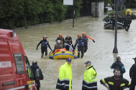 Rescuers Evacuate Residents During Flooding Caused Editorial Stock ...