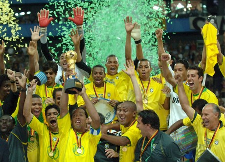 Brazilian Soccer Players Pose Trophy After Editorial Stock Photo ...