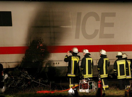 Firefighters Inspect Derailed High Speed Ice Editorial Stock Photo ...