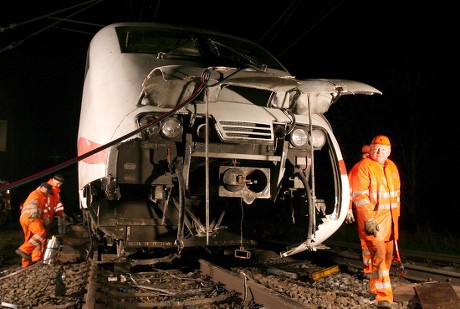 Firefighters Inspect Derailed High Speed Ice Editorial Stock Photo ...