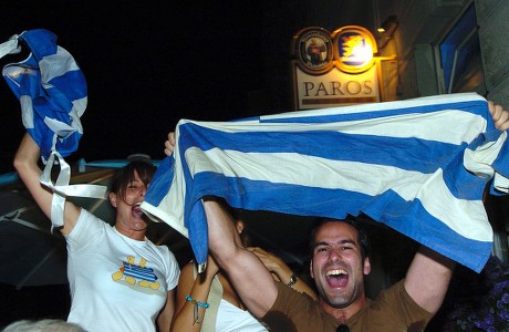 Greek Soccer Fans Greek Restaurant Celebrate Editorial Stock Photo ...