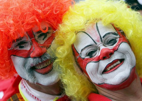 Two Carnival Revellers Dressed Clowns Pictured Editorial Stock Photo ...