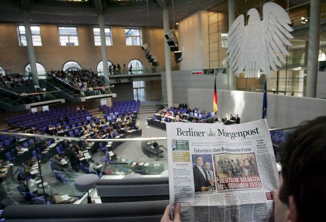 Journalist Reads Newspaper Article About German Editorial Stock Photo ...