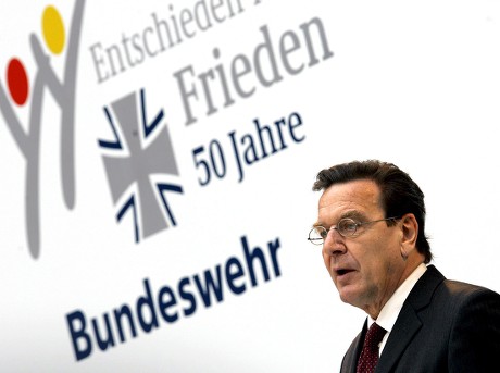 German Chancellor Gerhard Schroeder Speaks During Editorial Stock Photo ...