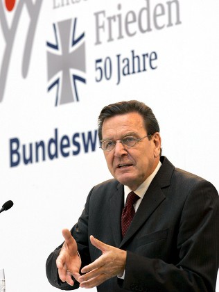 German Chancellor Gerhard Schroeder Speaks During Editorial Stock Photo ...