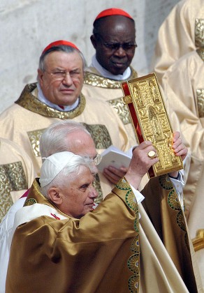 Pope Benedict Xvi Holds Bible While Editorial Stock Photo - Stock Image ...