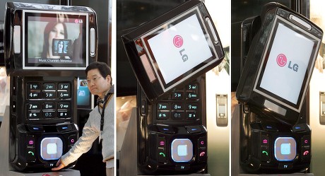 Combo Shows Oversized Mobile Phone Revolving Editorial Stock Photo ...