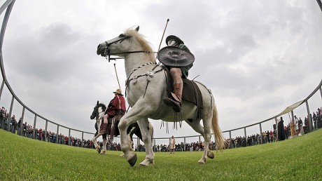 Stunt Performers Enact Roman Gladiator Fight Editorial Stock Photo ...