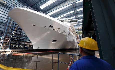 Shipyard Worker Pictured Front Newly Built Editorial Stock Photo ...