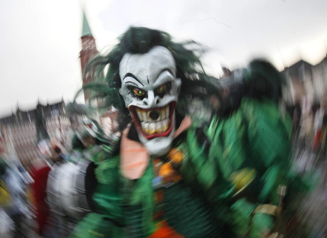 Carnival Goer Wearing Mask Joker Poses Editorial Stock Photo - Stock ...