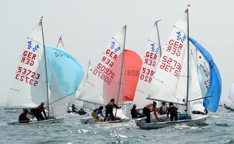 Boats 420 Class Compete Regatte During Editorial Stock Photo - Stock ...