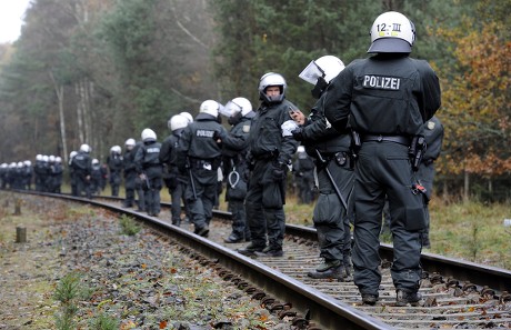 Riot Police Secure Railway Tracks Leitstade Editorial Stock Photo ...