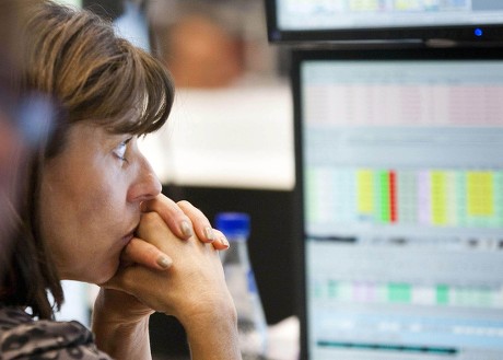 Exchange Dealer Looks Screen Stock Market Editorial Stock Photo - Stock ...