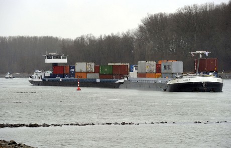 Dutch Inland Container Ship Has Run Editorial Stock Photo - Stock Image ...