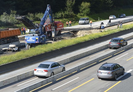 Repair Works Progress Autobahn A3 Near Editorial Stock Photo - Stock ...