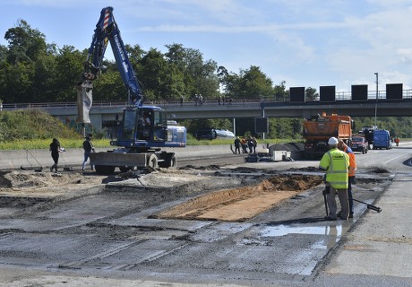 Repair Works Progress Autobahn A3 Near Editorial Stock Photo - Stock ...