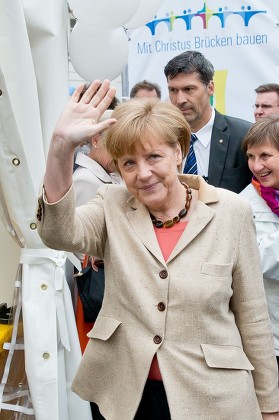 German Federal Chancellor Angela Merkel Waves Editorial Stock Photo ...