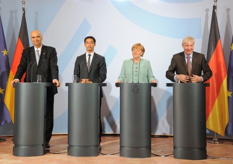 German Chancellor Angela Merkel 2r Holds Editorial Stock Photo - Stock ...