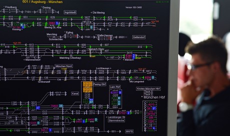 Dispatcher Looks His Monitor Behind Rail Editorial Stock Photo - Stock ...