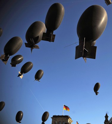 Bombshape Balloons Hover Sky Near Reichstag Editorial Stock Photo ...