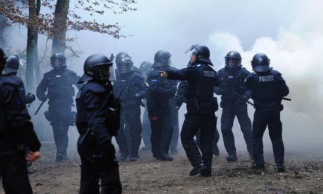 German Riot Police Takes Position Smoke Editorial Stock Photo - Stock ...